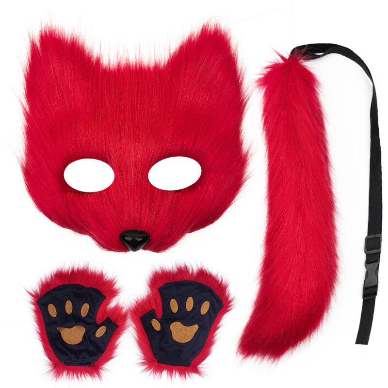 Набор масок "Лиса", имитация плюшевого хвоста, перчатки, для Хэллоуина