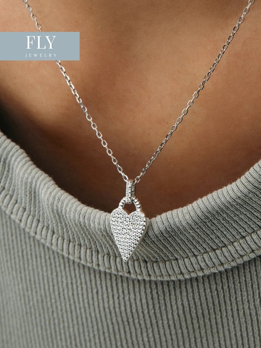 Колье, серебро, 925 проба, фианит