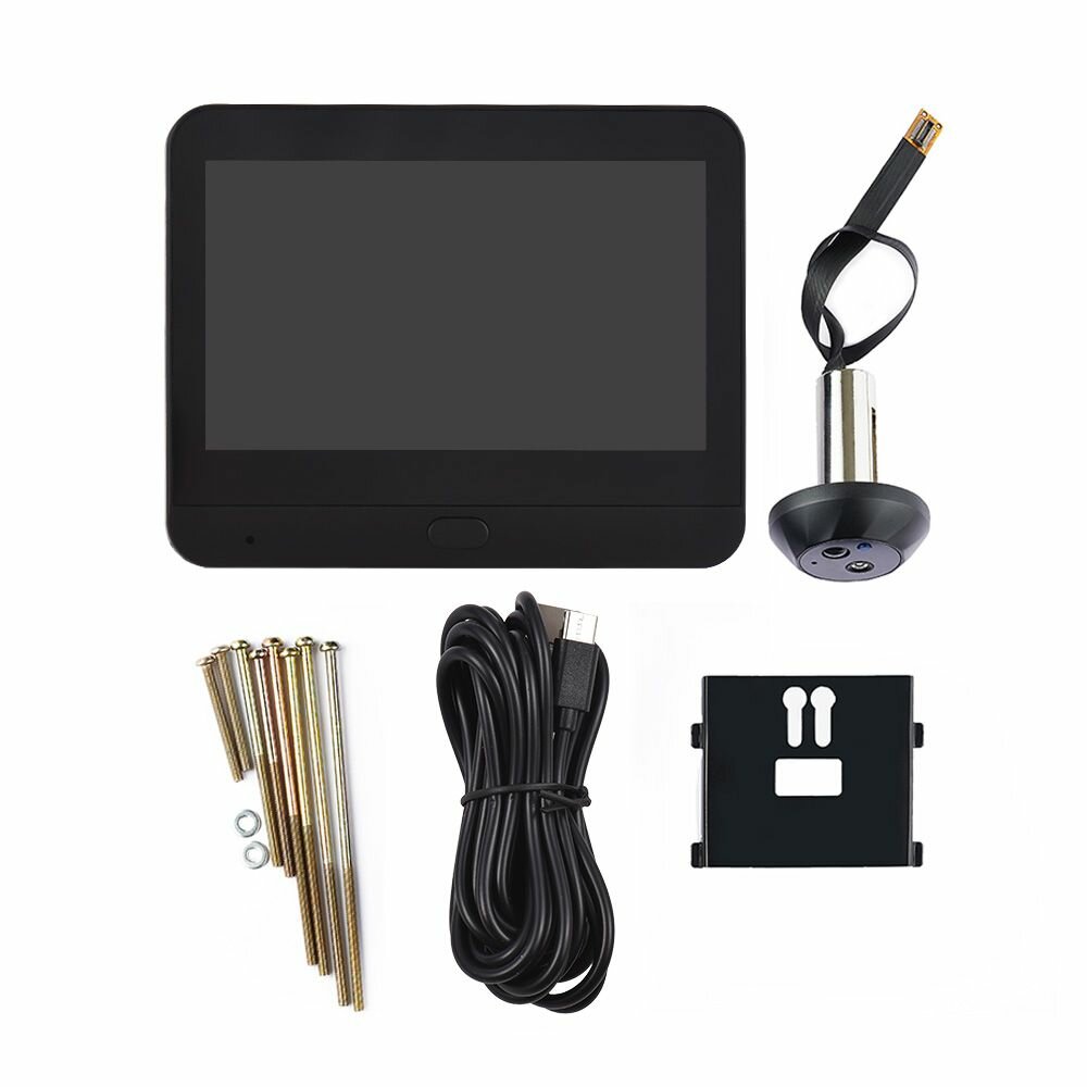 WiFi видеодомофон для квартир с 4.3-дюймовым цветным экраном, 1080P, 120 угол, 5000mAh аккумулятор, поддержка Android/iOS