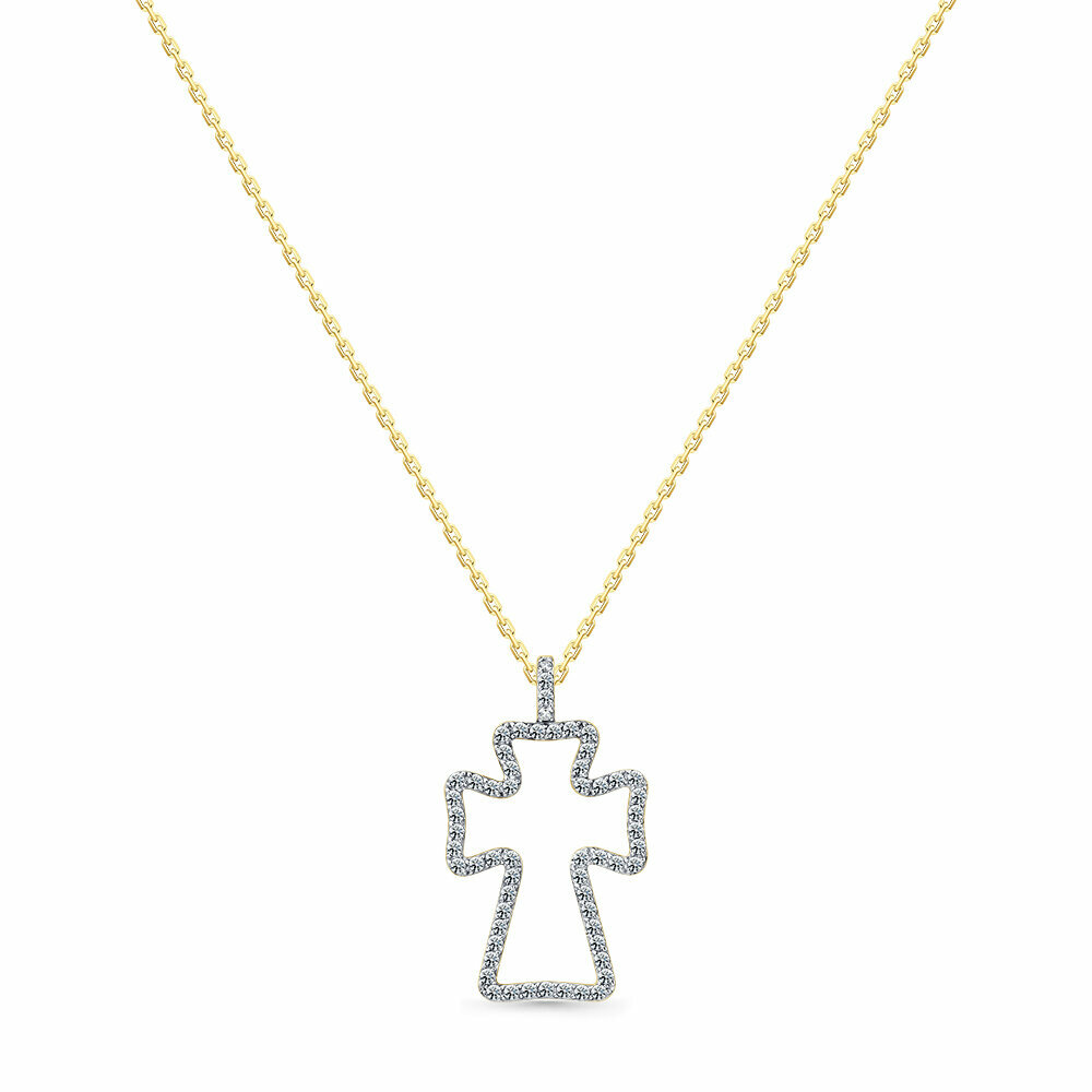 Колье, желтое золото, 585 проба, бриллиант