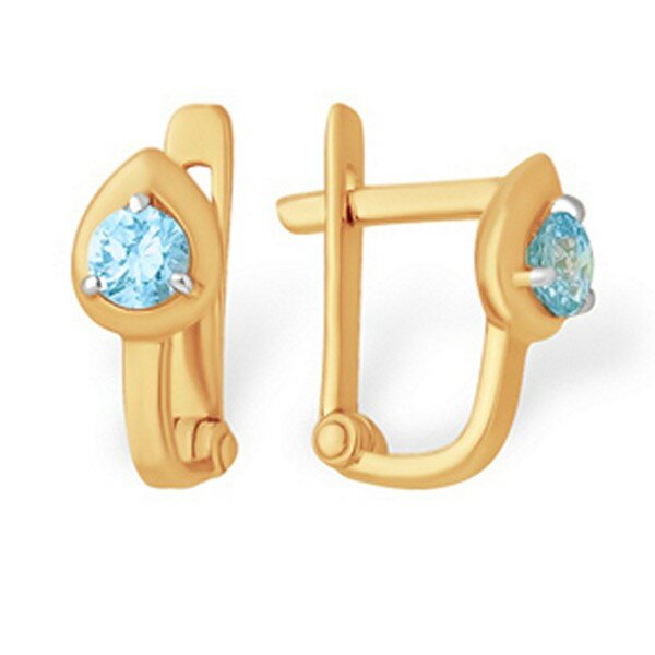 Серьги, золото, 585 проба, фианит
