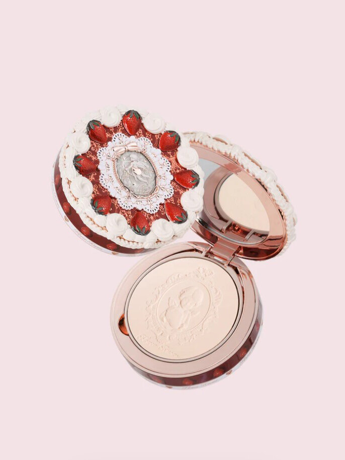 Пудра для лица Strawberry Cupid 02. Выравнивающая компактная пудра с пуховкой.
