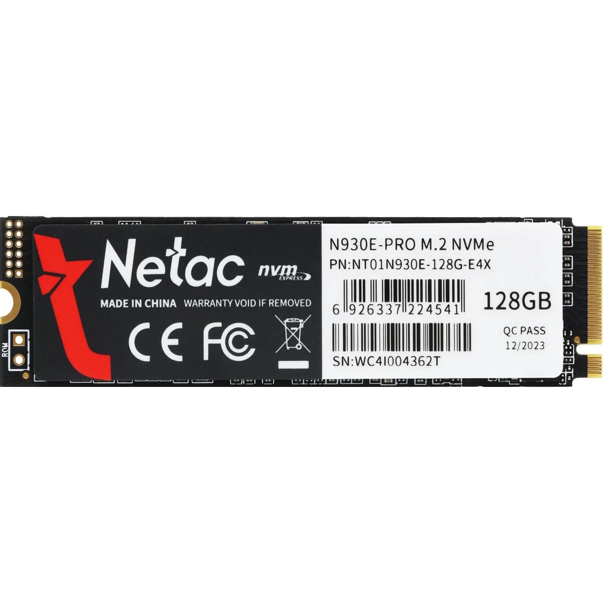 SSD-накопитель Netac N930E Pro NT01N930E-128G-E4X, 128ГБ, M.2, PCIe 3.0