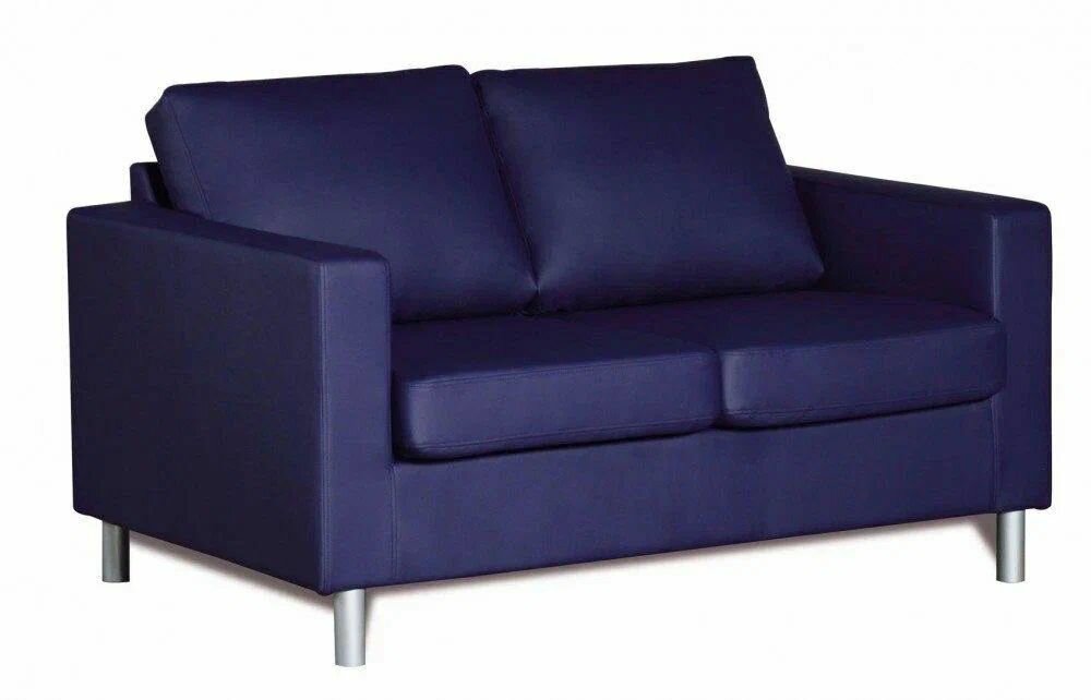 Диван прямой офисный "Ватсон" синий кожзам, 160 х 75 х 80 см