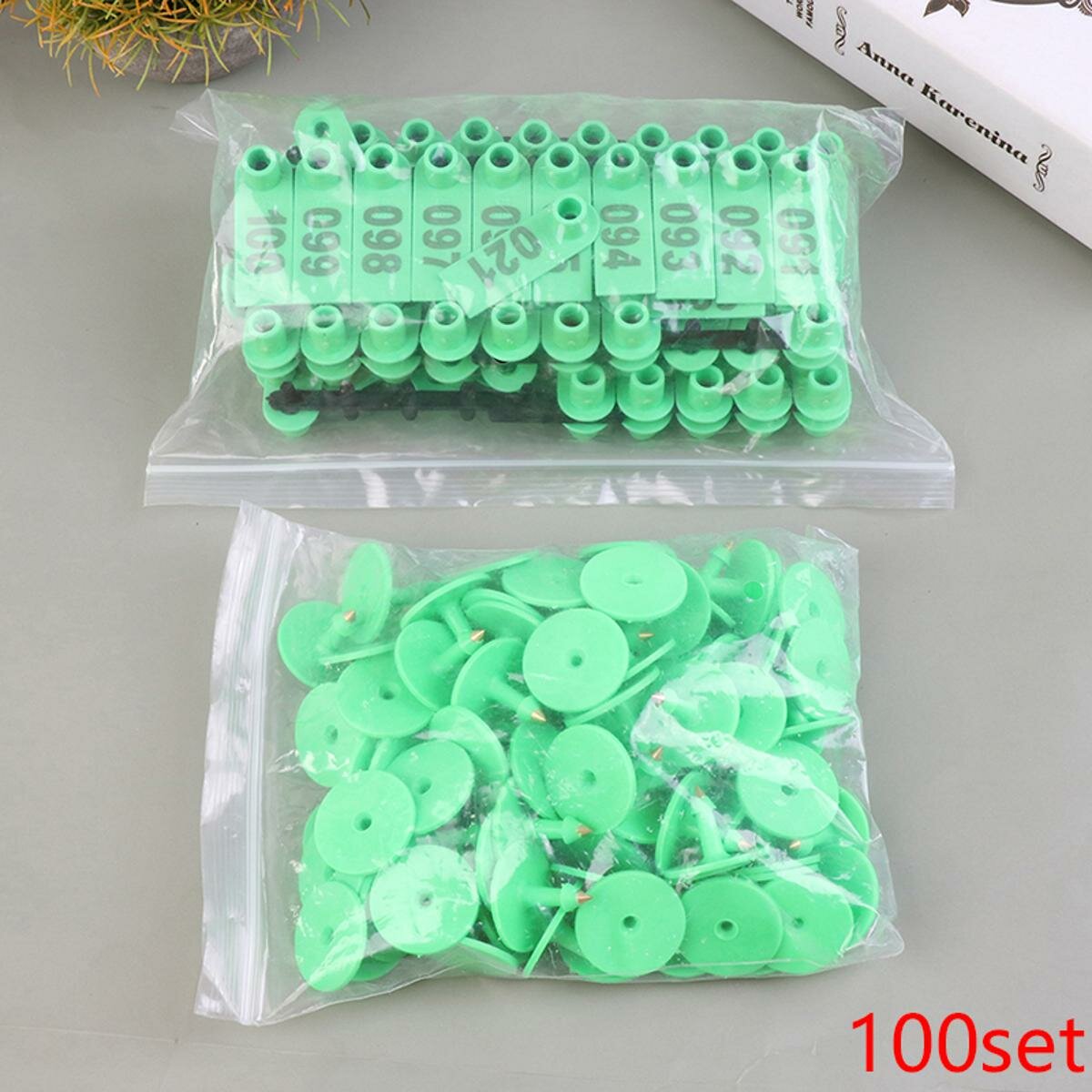 100 комплектов ушных бирок для овец, лазерные серьги, идентификационная карточка для сельскохозяйственных животных MJ