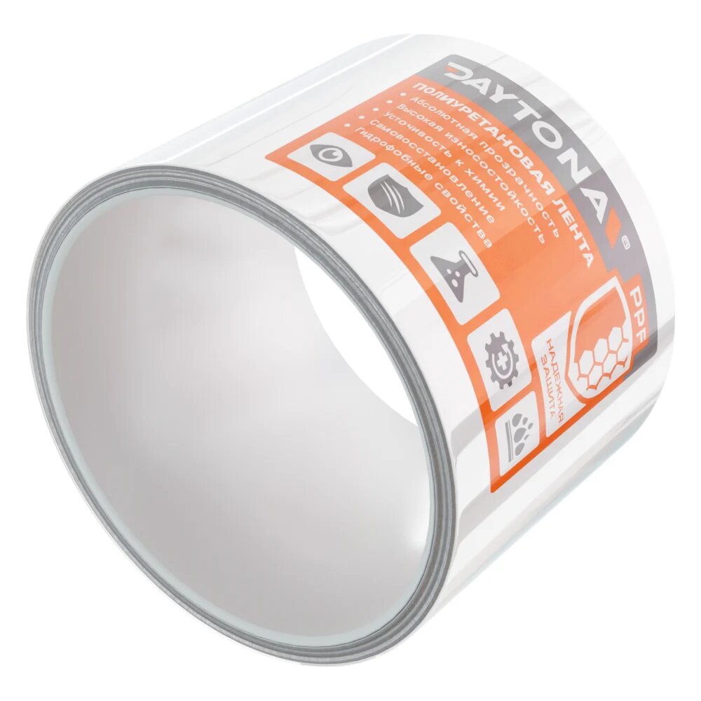 Daytona Антигравийная защитная лента полиуретановая (100мм х 5м) толщина 190мкр. Прозрачная самоклеющаяся пленка с бронирующим (сверхпрочным) эффектом защиты ЛКП автомобиля от сколов и царапин MP1107010050