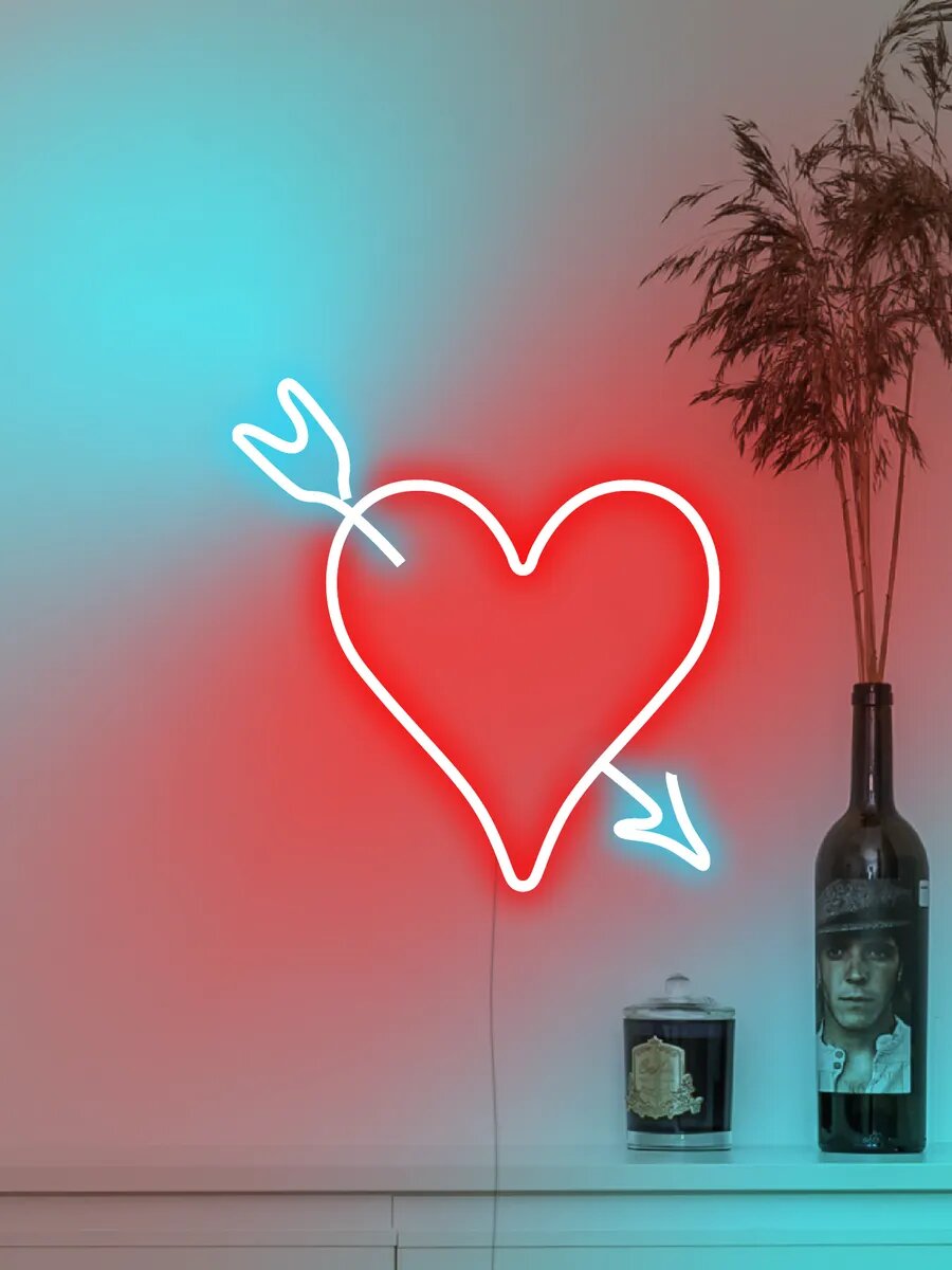 "Сердце" неоновая лампа, светильник