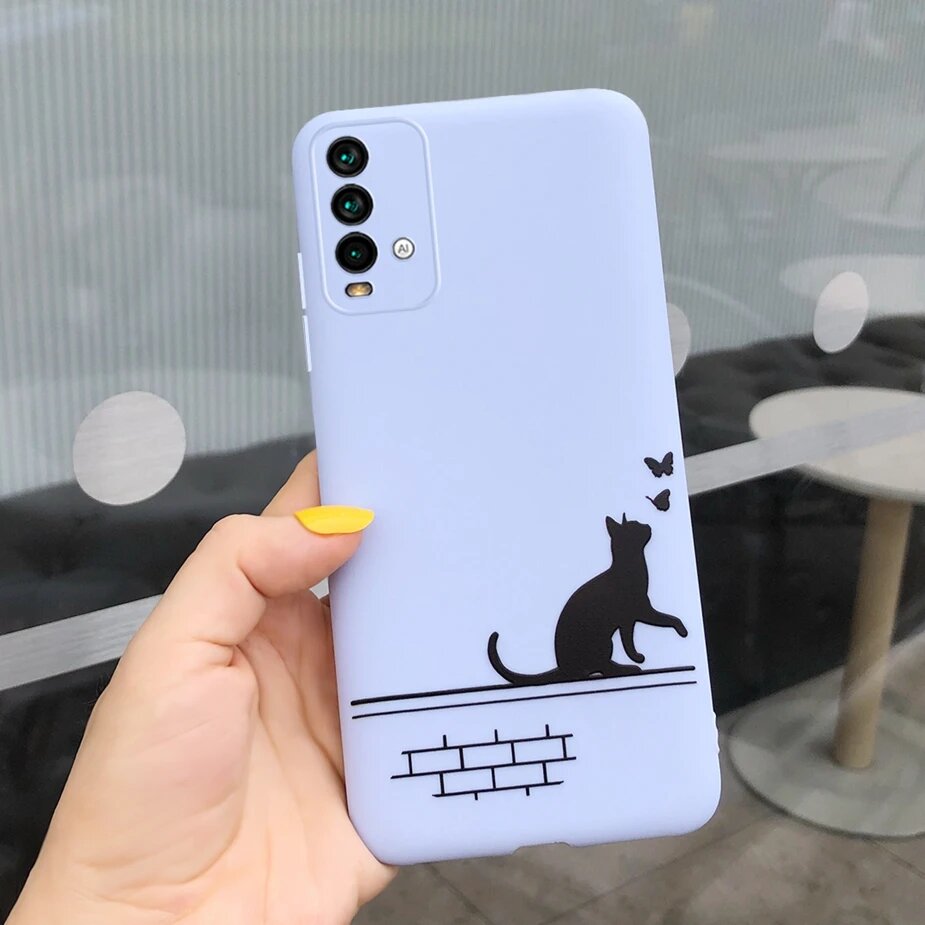 Для Xiaomi Redmi 9T Чехол Cute Love Heart Мягкая силиконовая задняя крышка для Белый, Purple 1017