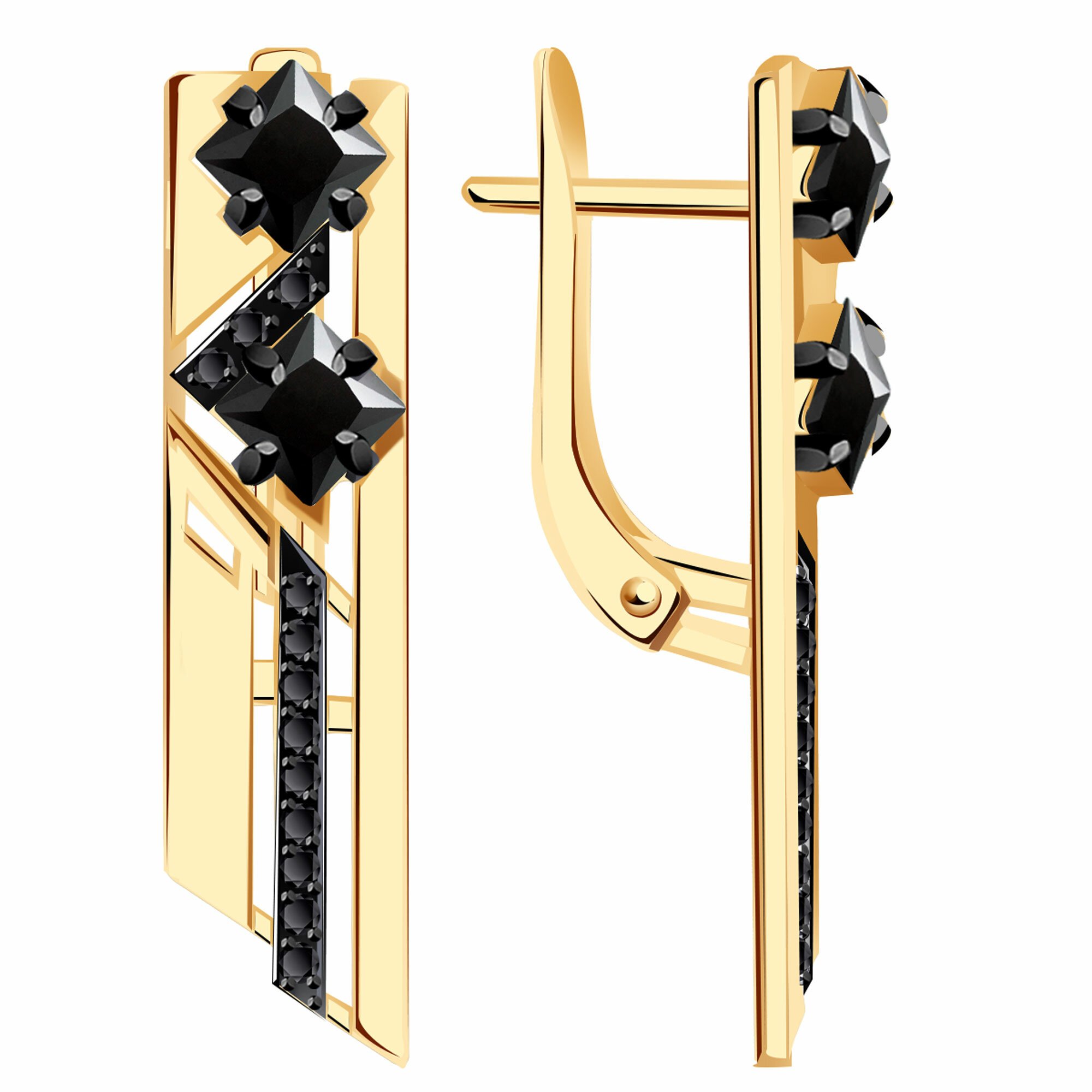 Серьги, красное золото, 585 проба, фианит