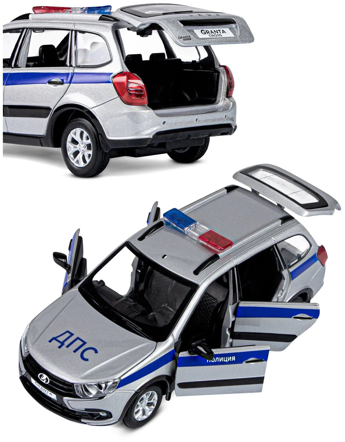 Машина JB1251202 "Автопанорама", Lada Granta Cross полиция, металл, свет, звук, инерц.