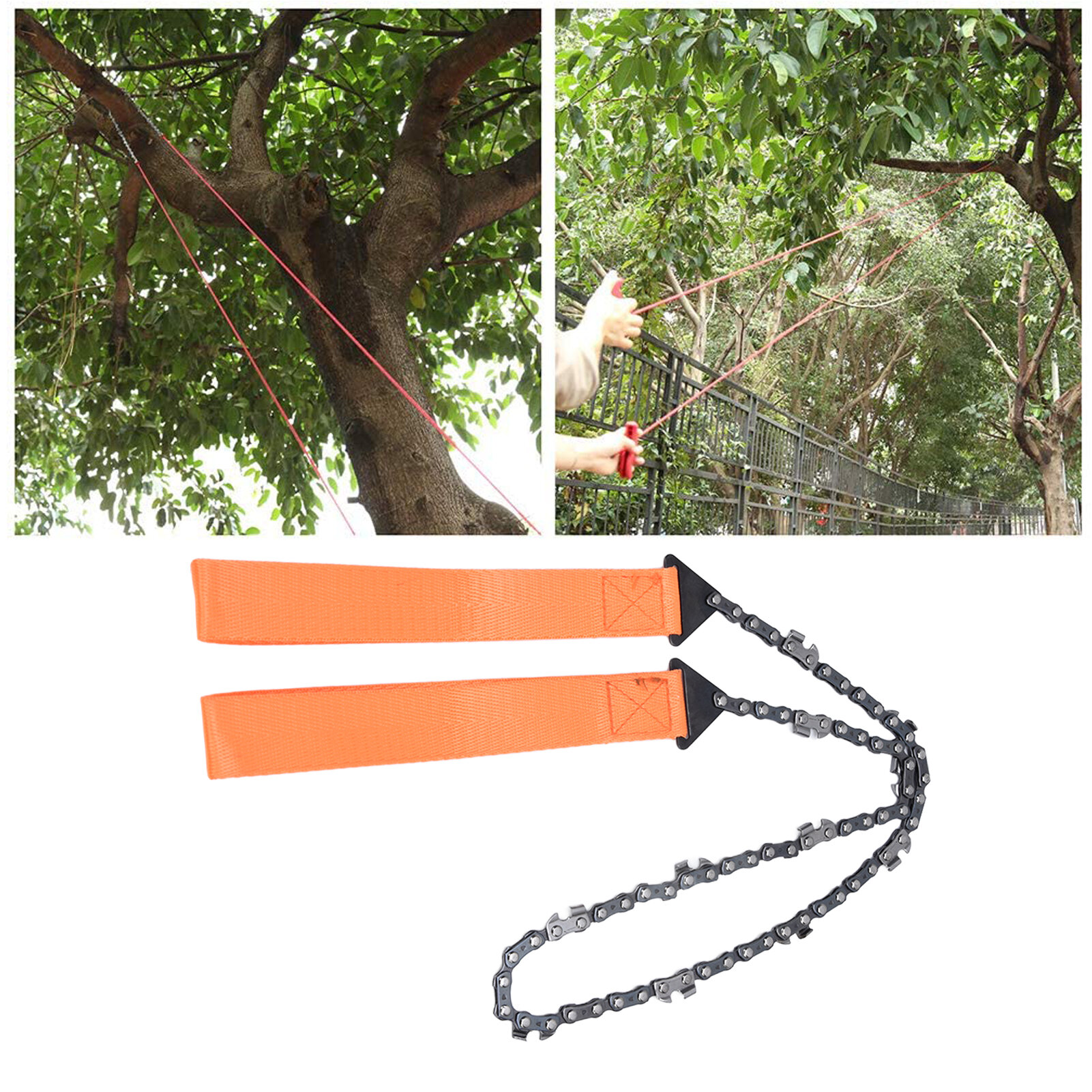 24-дюймовая уличная карманная бензопила для выживания, пила-молния, ручная пила, цепной инструмент для резки дерева, оранжевый