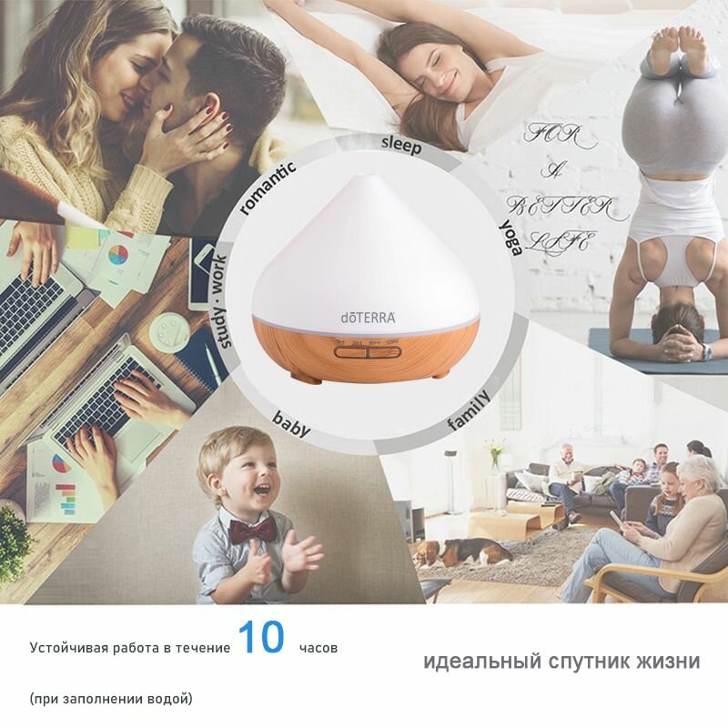Аромадиффузор doTERRA в форме вулкана, ультразвуковой, 300 мл, тихая работа (<36 дБ), таймер 1/3/6 ч — фото 1
