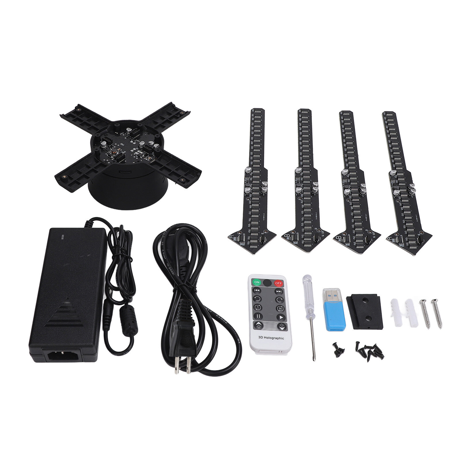 Рекламный Дисплей Проектора Вентилятора 3D-Голограммы с 586 светодиодами 1800x586P для бизнес-магазина Shop Bar Party 50cm 4 Blade 100-240 В US Plug