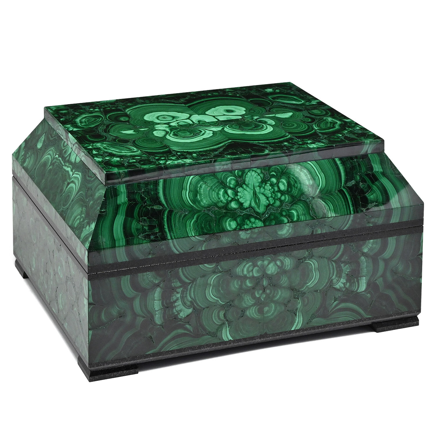 Ларец из камня малахит большой 200*153*110мм .