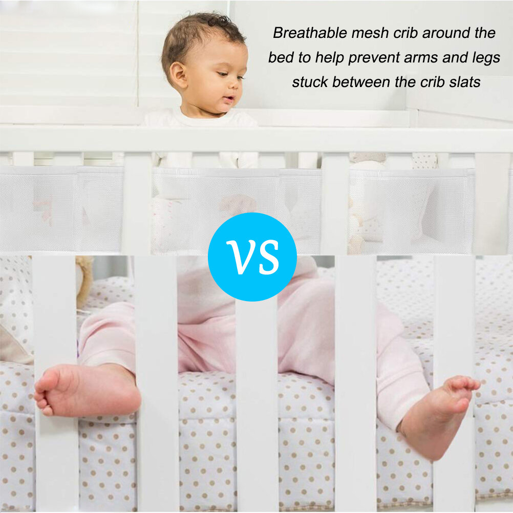 2 Pcs Baby Crib Bumper Set Breathable Mesh Liner Anti Collision Bed Bumpers
