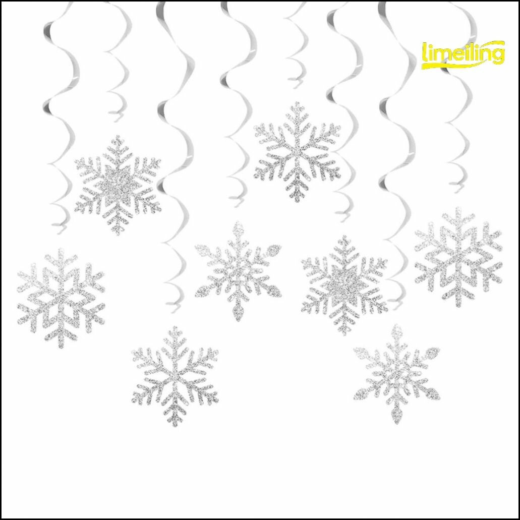 Эксклюзивный комплект из 8 праздничных подвесных декоративных элементов с завитками снежинок