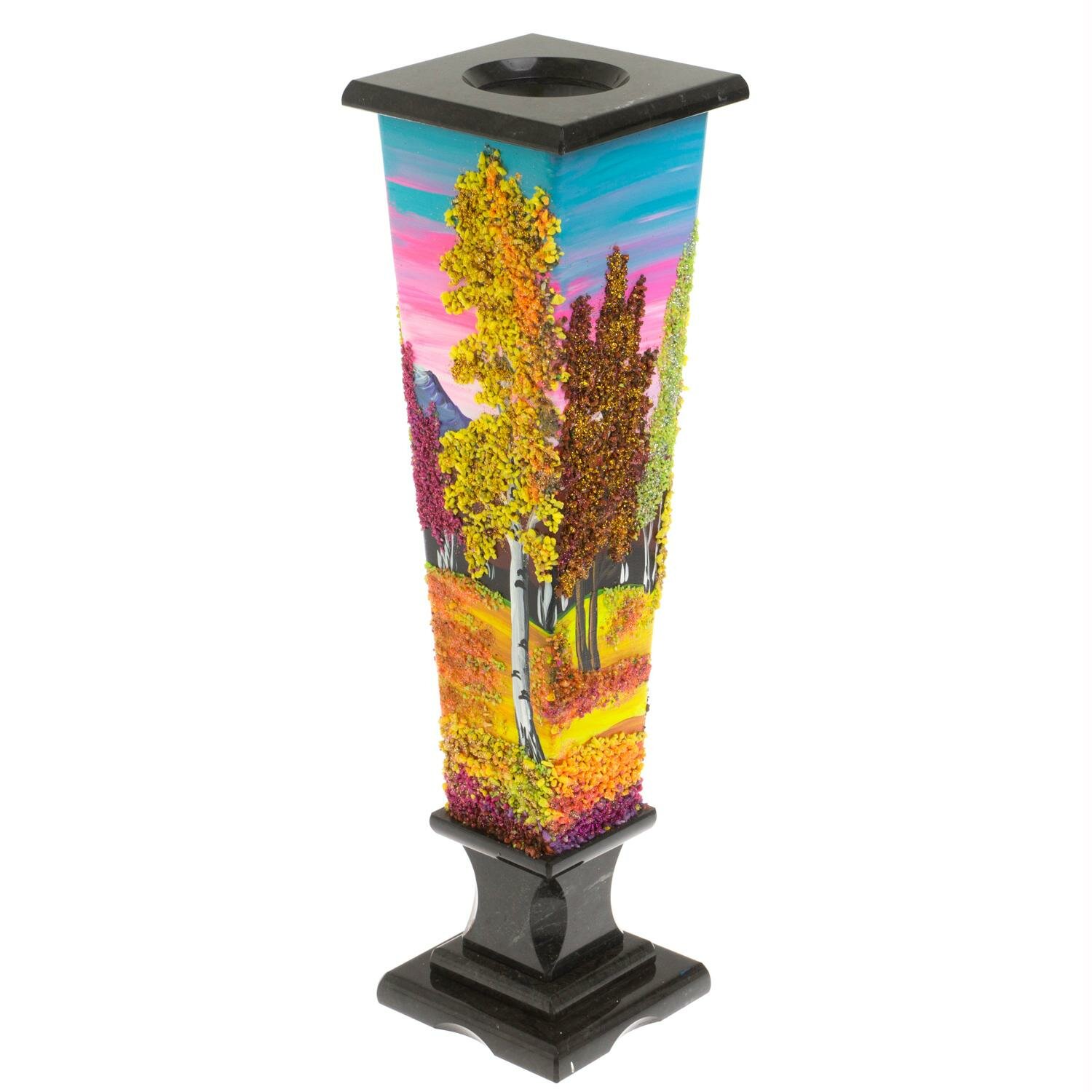 Ваза "Осень" из черного змеевика и каменной крошки 129966