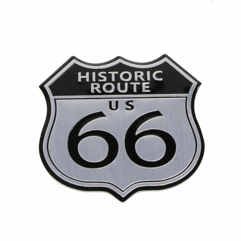 3D Наклейка Эмблема Авто Route 66, Серебро