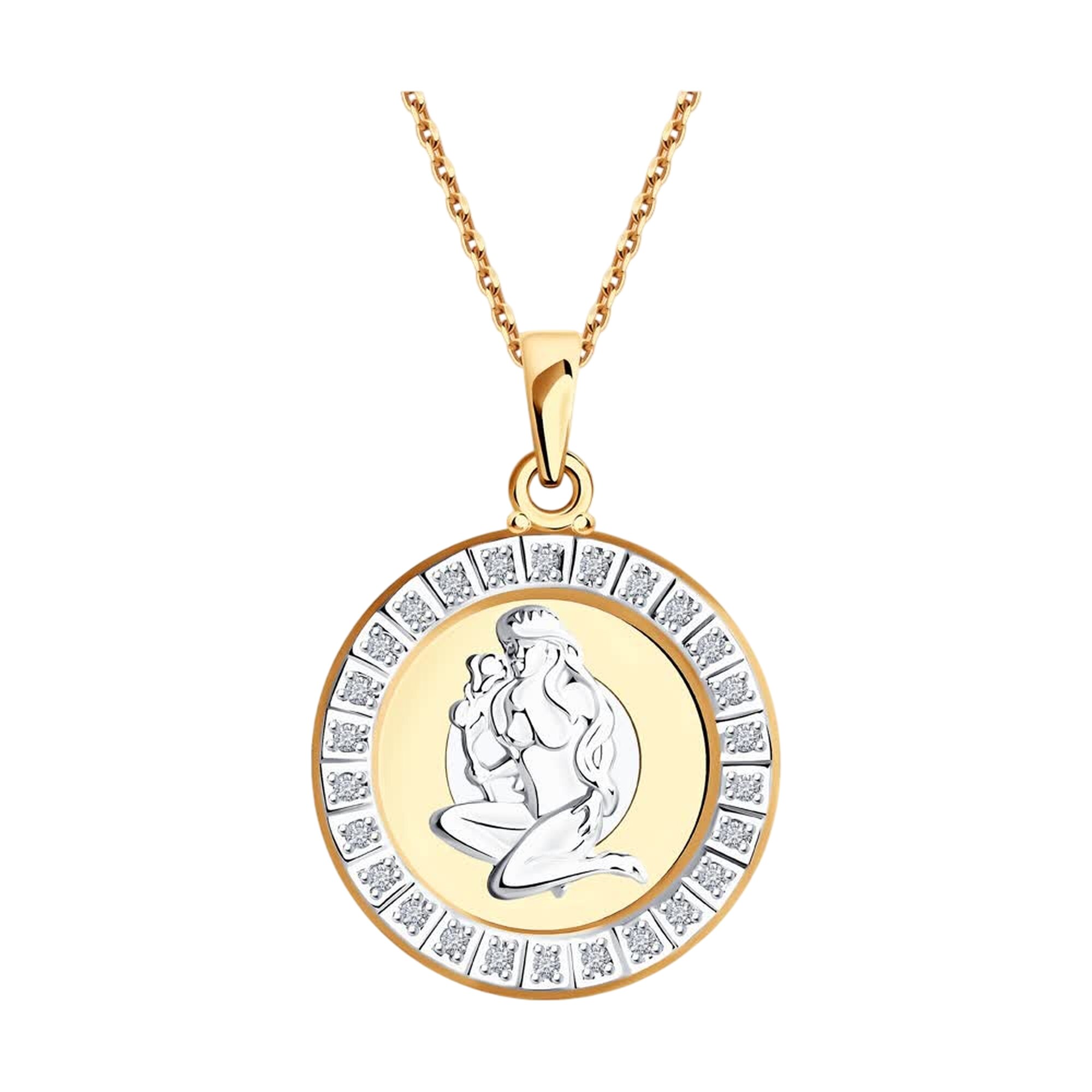 Подвеска, красное золото, 585 проба, фианит