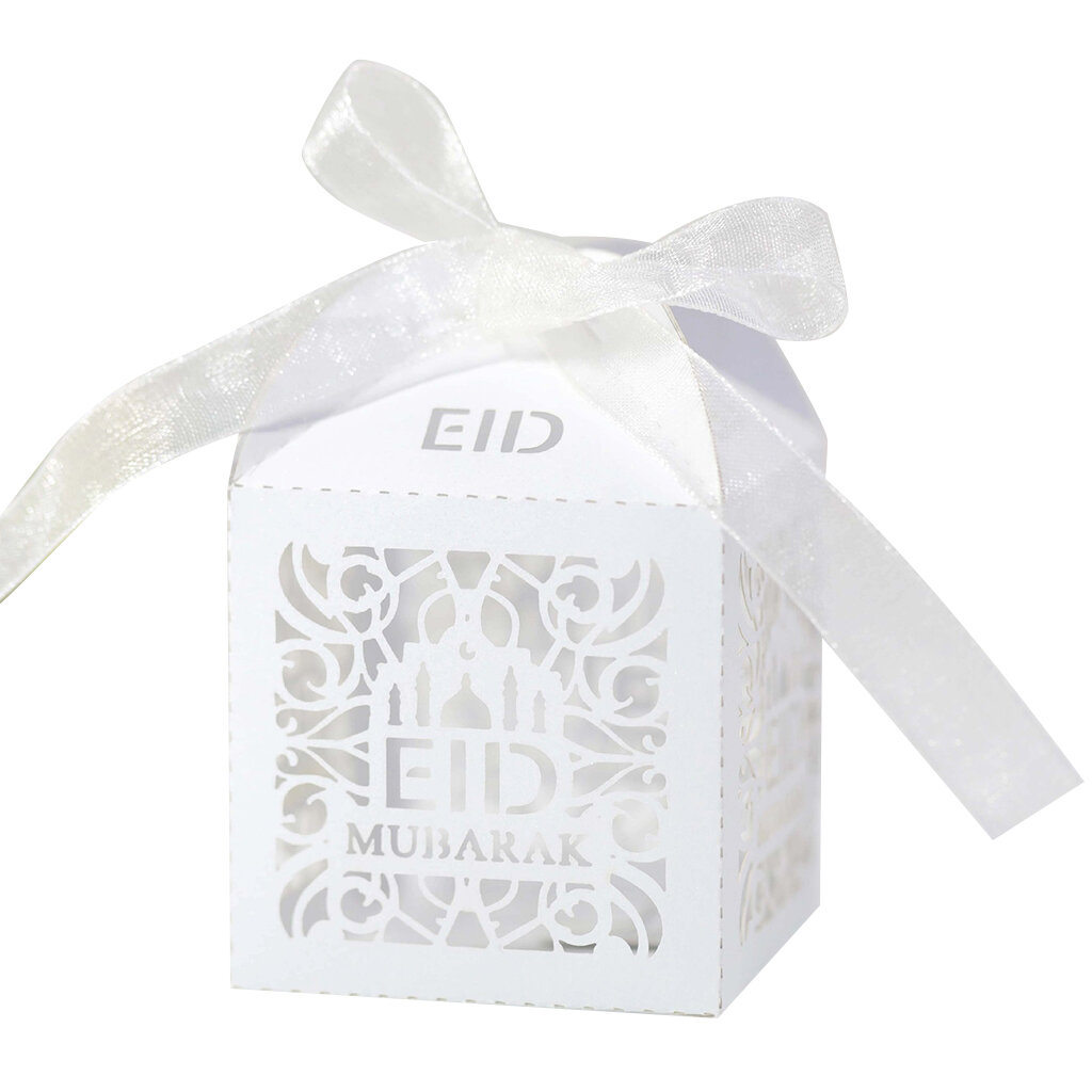100 шт Коробки для конфет Eid Mubarak Полая Луна Ramadan Kareem Подарочные коробки Исламские Мусульманские
