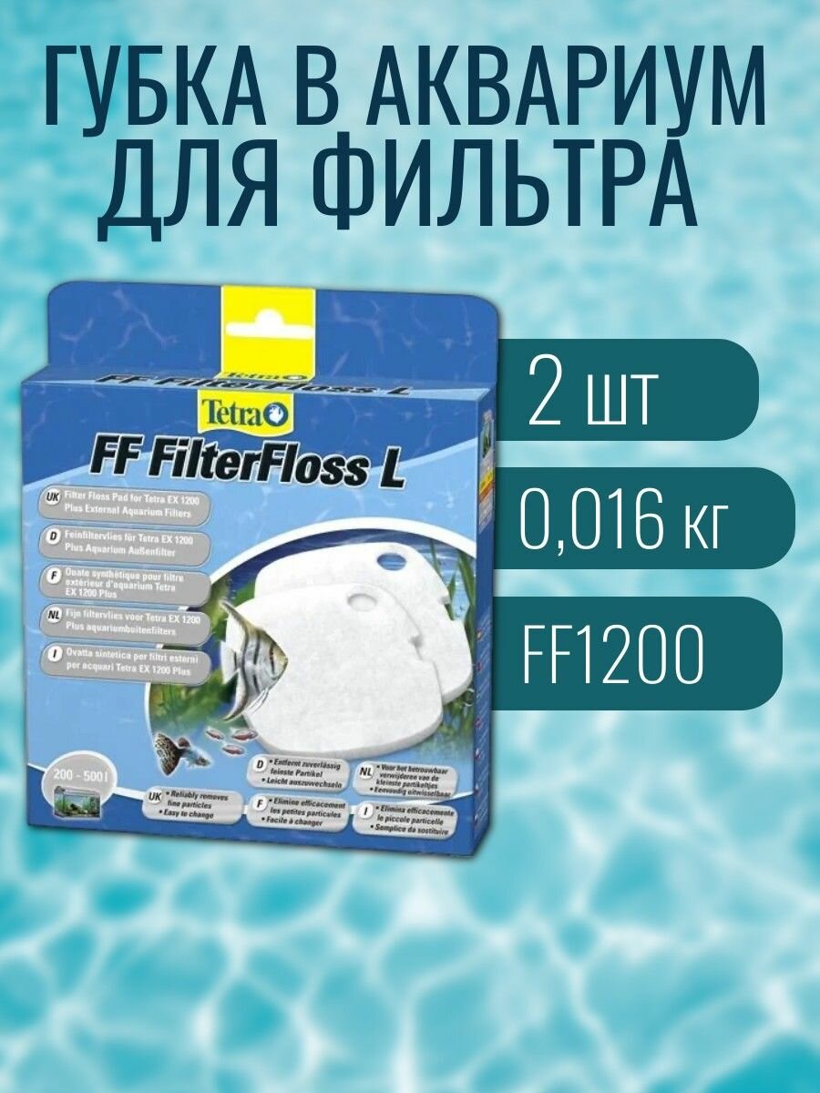 Губка синтепоновая наполнитель для фильтра Tetra FF1200, 2 шт. Тетра ФФ