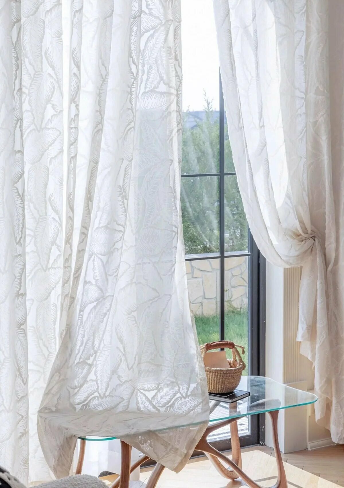 Белая шифоновая занавеска, 1 штука, Ш250Х270СМ, тип крючка