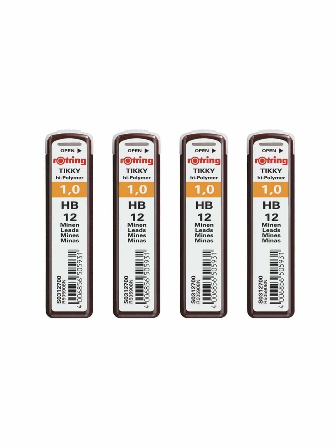 Rotring Грифель для карандаша 1 мм, твердость: HB (Твердо-мягкий), 4 шт.