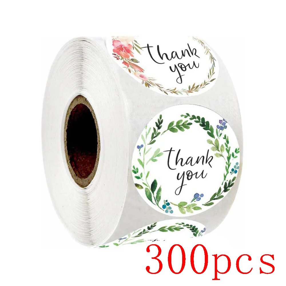 Круглые наклейки "Thank You" 1 дюйм 50-500 шт Белый, QY1067-300pcs