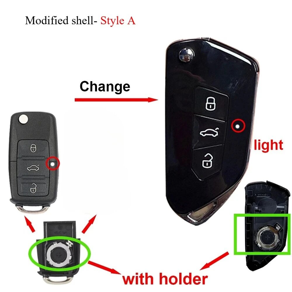 Корпус-оболочка для ключа-брелока автомобиля для Skoda Seat B5 Mk6 Caddy Tiguan Modified- A -3BT