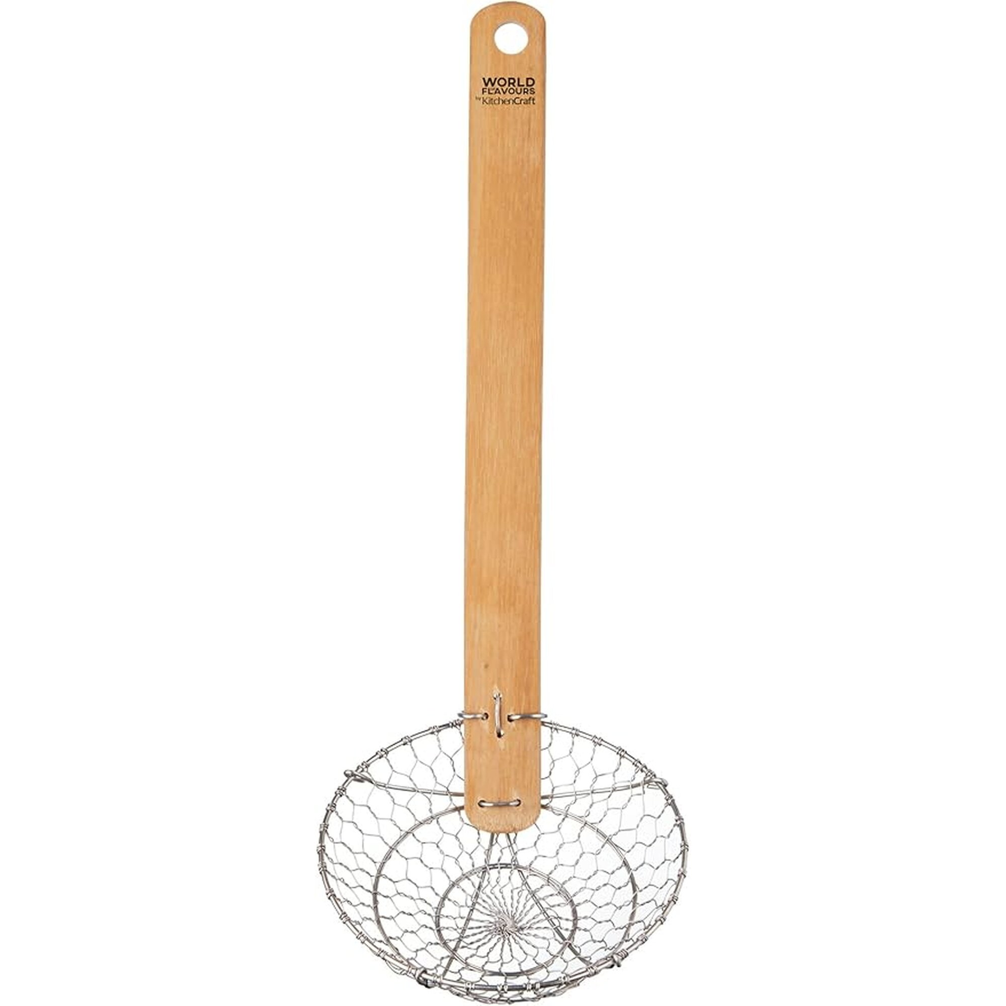 Сито KitchenCraft, из нержавеющей стали с бамбуковой ручкой, цвет серебристый, бежевый