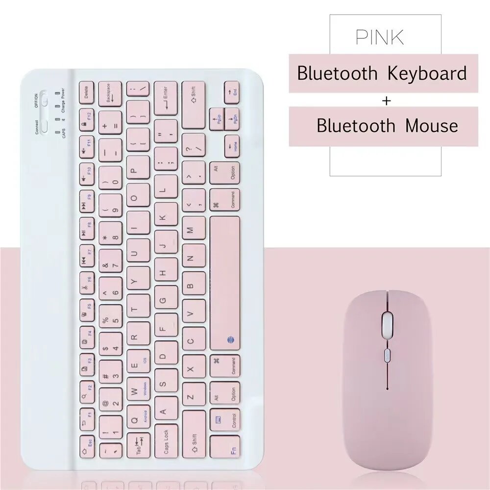 Беспроводная мини-клавиатура Bluetooth 10 дюймов для iPad, iPhone Розовый, Pink 2, Russian
