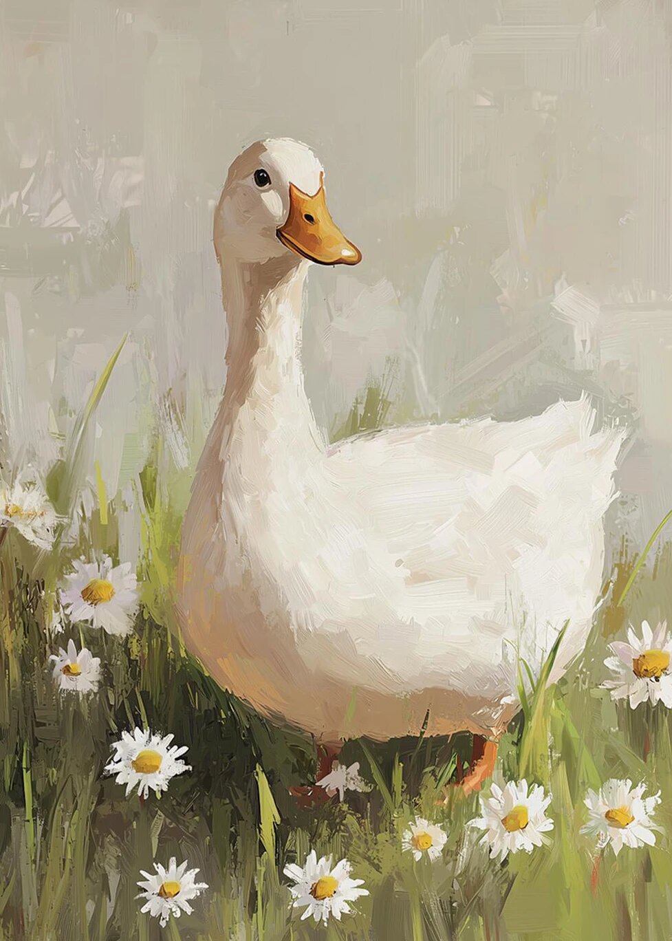 Гусь в поле, картина на холсте 30x40 см, цвет 4