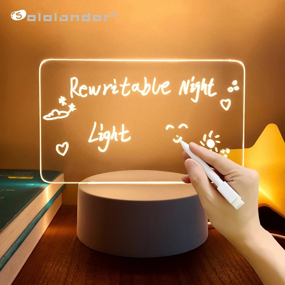Ночник LED с доской для записей, теплый свет, B