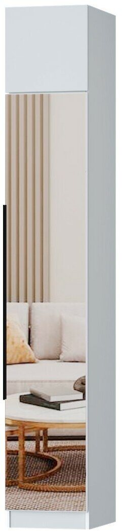 Шкаф-пенал, для одежды Эрик, Легкомаркет, правый, 40х55х240, цвет белый, бельевой, с зеркалом