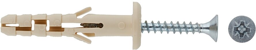 Дюбель распорный Hard-Fix PND-6F 6x40 мм нейлон с шурупом широкий фланец (20 шт.)