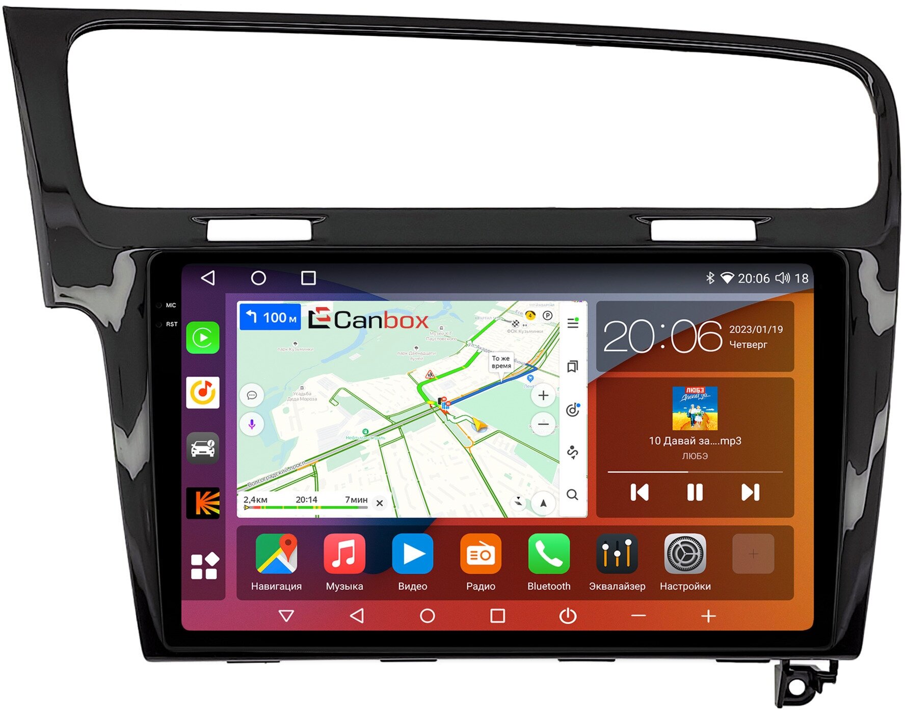Штатная магнитола Canbox EVO 2K 5817-10-469 Volkswagen Golf 7 2012-2020 (глянцевая) Android 14 (4G-SIM, 4/64, DSP, QLed, AI, 360)