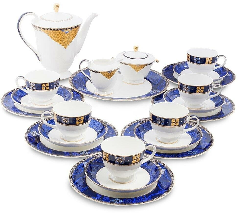 Чайный сервиз 22 пр. на 6 перс. Золотой Палермо (Gold Palermo Pavone) A2074718 Pavone, Фарфор