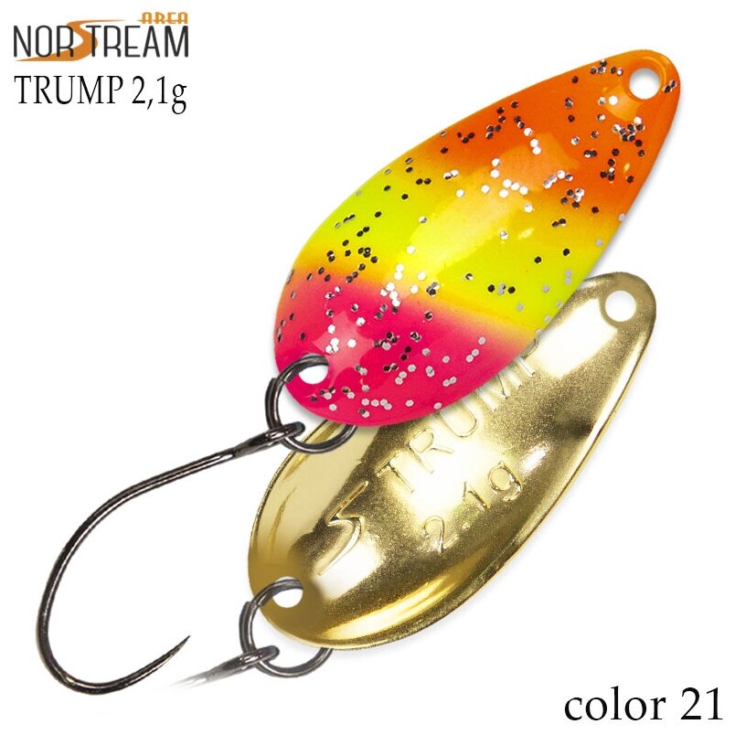 Блесна колеблющаяся для рыбалки на форель, щуку, окуня/ колебалка для зимней и летней ловли хищных рыб. Norstream TRUMP 2,1 г код цв. 21