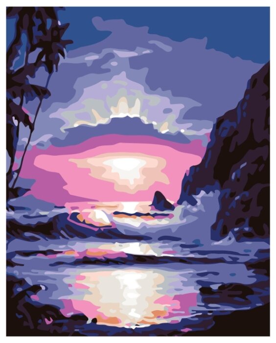 Закат и шум прибоя Раскраска картина по номерам на холсте