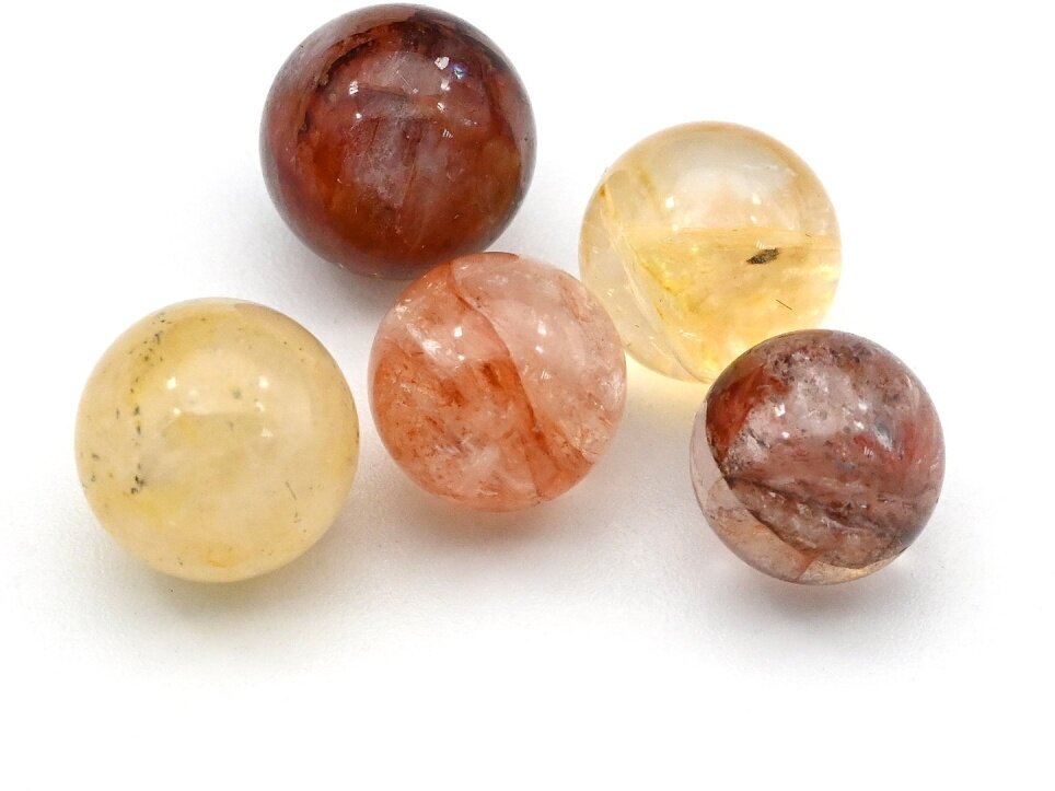 Шарики из кварца огненного, диаметр 9мм, 5шт .