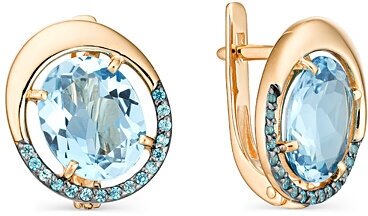 Серьги золото, 585 проба, султанит