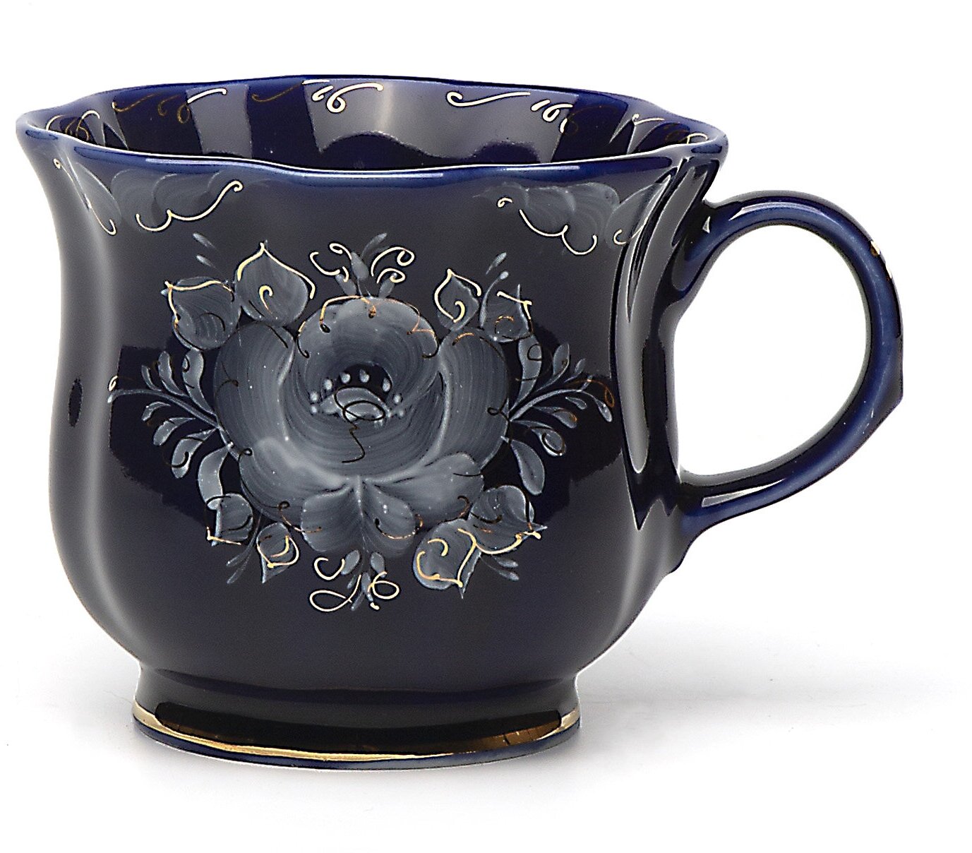 Бокал "Улыбка" (Гжель) 550мл, кобальт, краски, золото