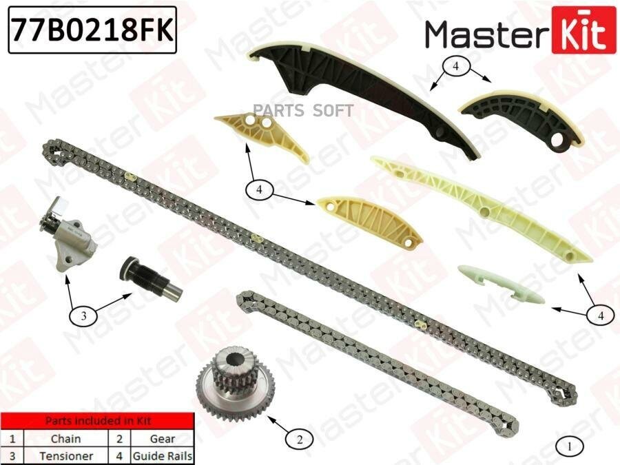77B0218FK MASTERKIT Комплект цепи ГРМ Audi A5. A6. Q5 2.0 TFSI 08- со звездочками