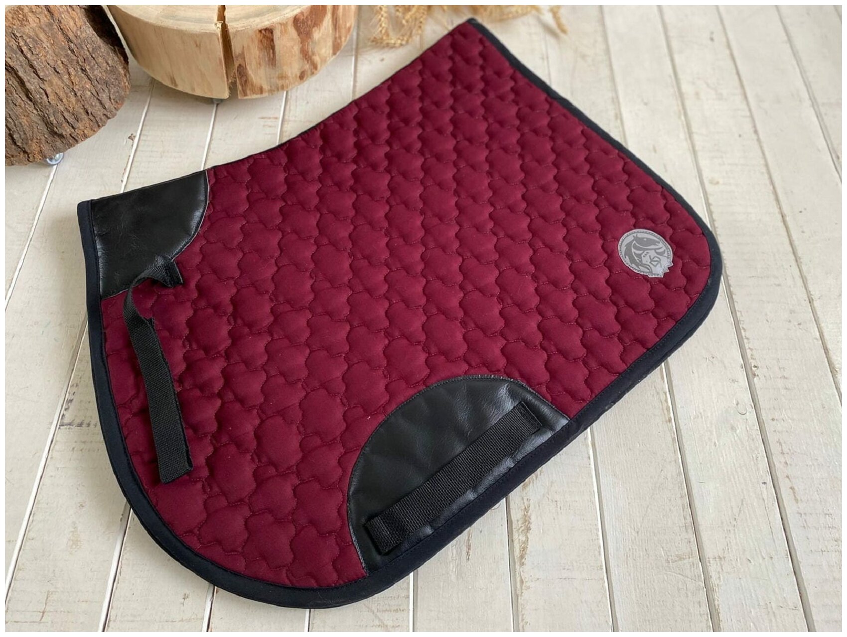 Вальтрап конкурный универсальный с кожаными вставками Shkura-Dekor бордовый