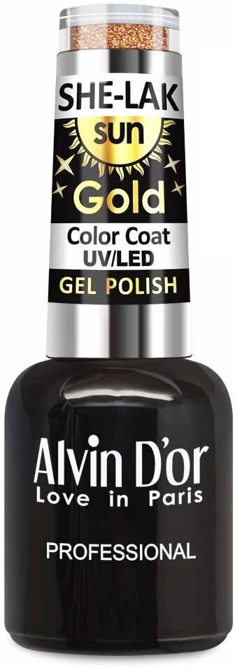 Alvin D'or, Гель лак для ногтей SHE-LAK Sun Gold тон 6406 солнечная клубника