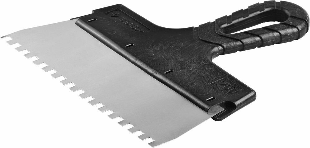 Шпатель ЗУБР "Мастер" фасадный, нержавеющее полотно, 200мм, зуб 6х6мм