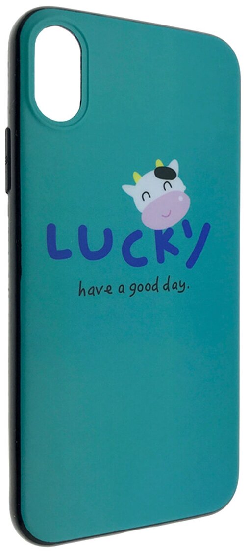 Чехол на смартфон iPhone X накладка детская силиконовая с закрытыми кнопками с ламинированным прикольным рисунком для ребенка, хороший день