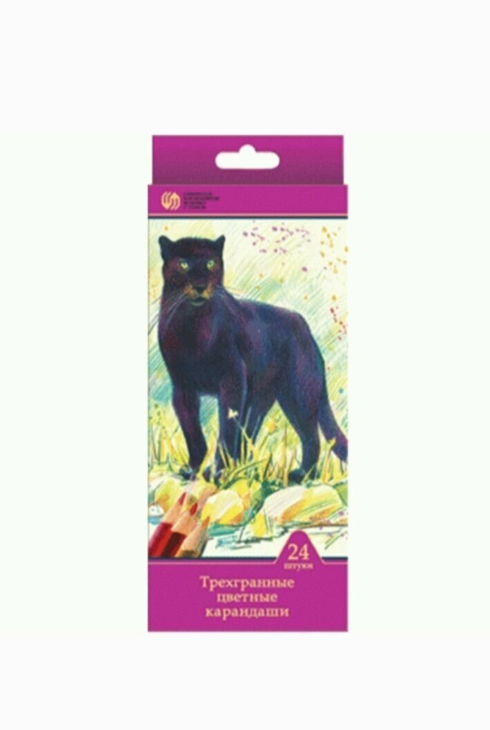 Набор карандашей 24 цв."Сибирский кедр. Дикие кошки."175 мм. трехгранные.