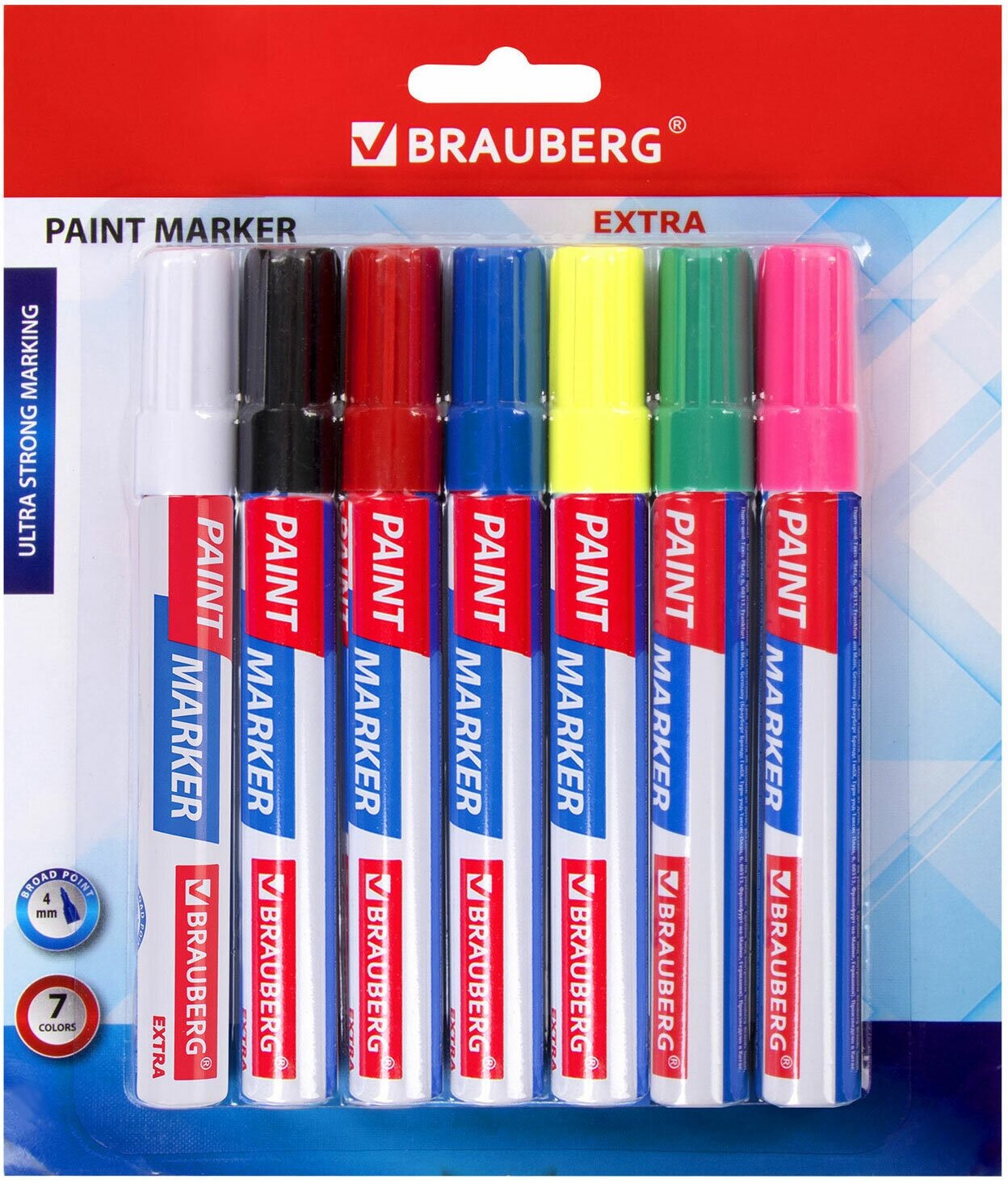 Набор маркеров Brauberg EXTRA (paint marker) 4 мм, 7 цветов (152001)