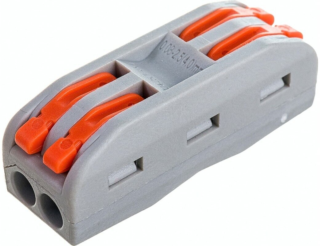 Клемма строительно-монтажная STEKKER для подключения фазных проводников 2 контактные группы, (1 ввод,1вывод на полюс) LD222-422 5 штук.